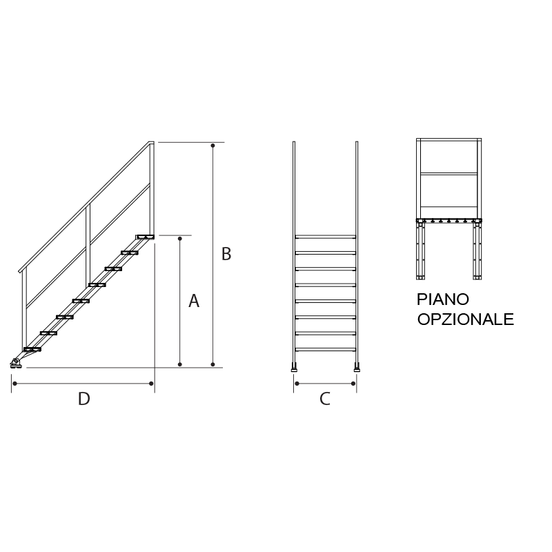 Scale antincendio di sicurezza securfire h 600 x 600 45°